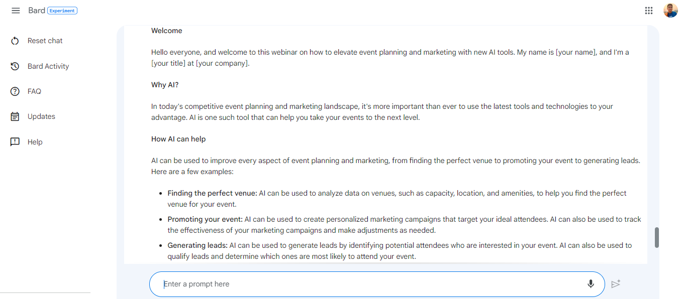 Ideas for Using Google Bard for Event Planning and Marketing